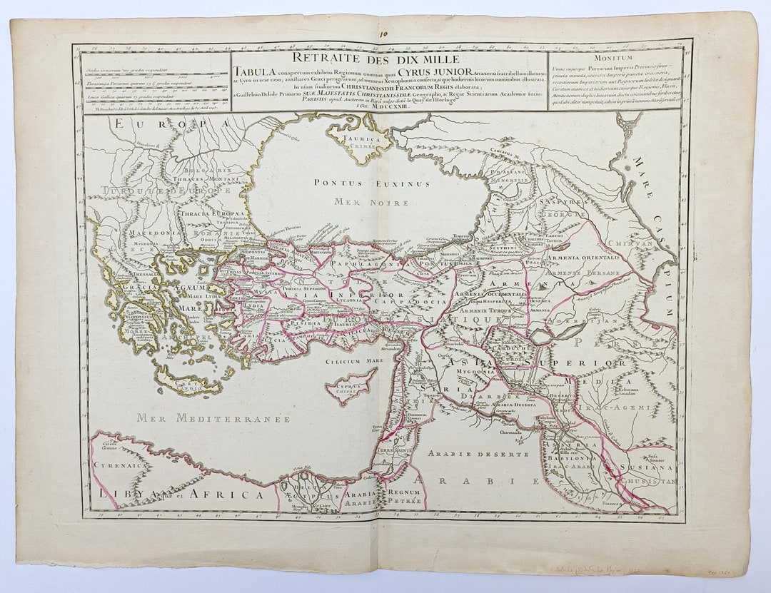 G. Delisle Retraite Des Dix Mille Map of the Eastern Mediterranean 1723 ...