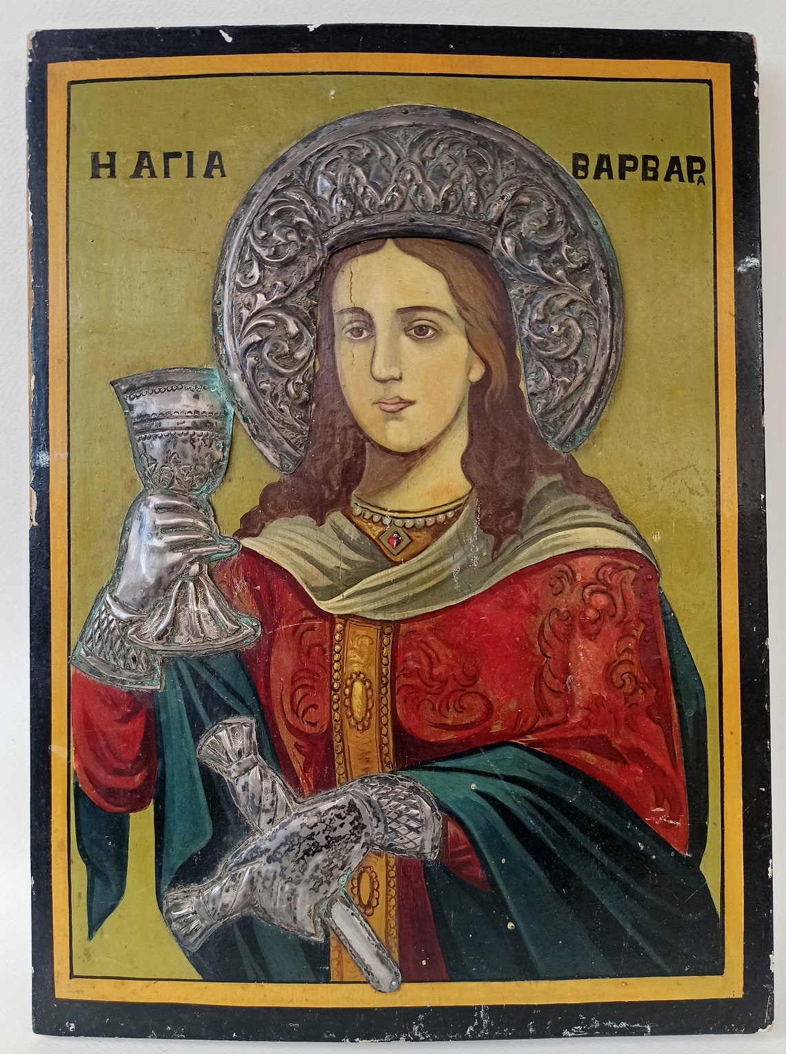 Antike Heilige Barbara griechisch-orthodoxe handbemalte Ikone - Etsy.de
