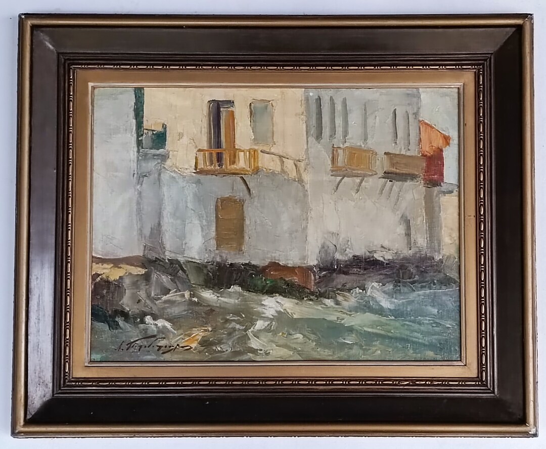 Leonidas Papadopoulos Oil Painting of Mykonos Island Greece - Etsy