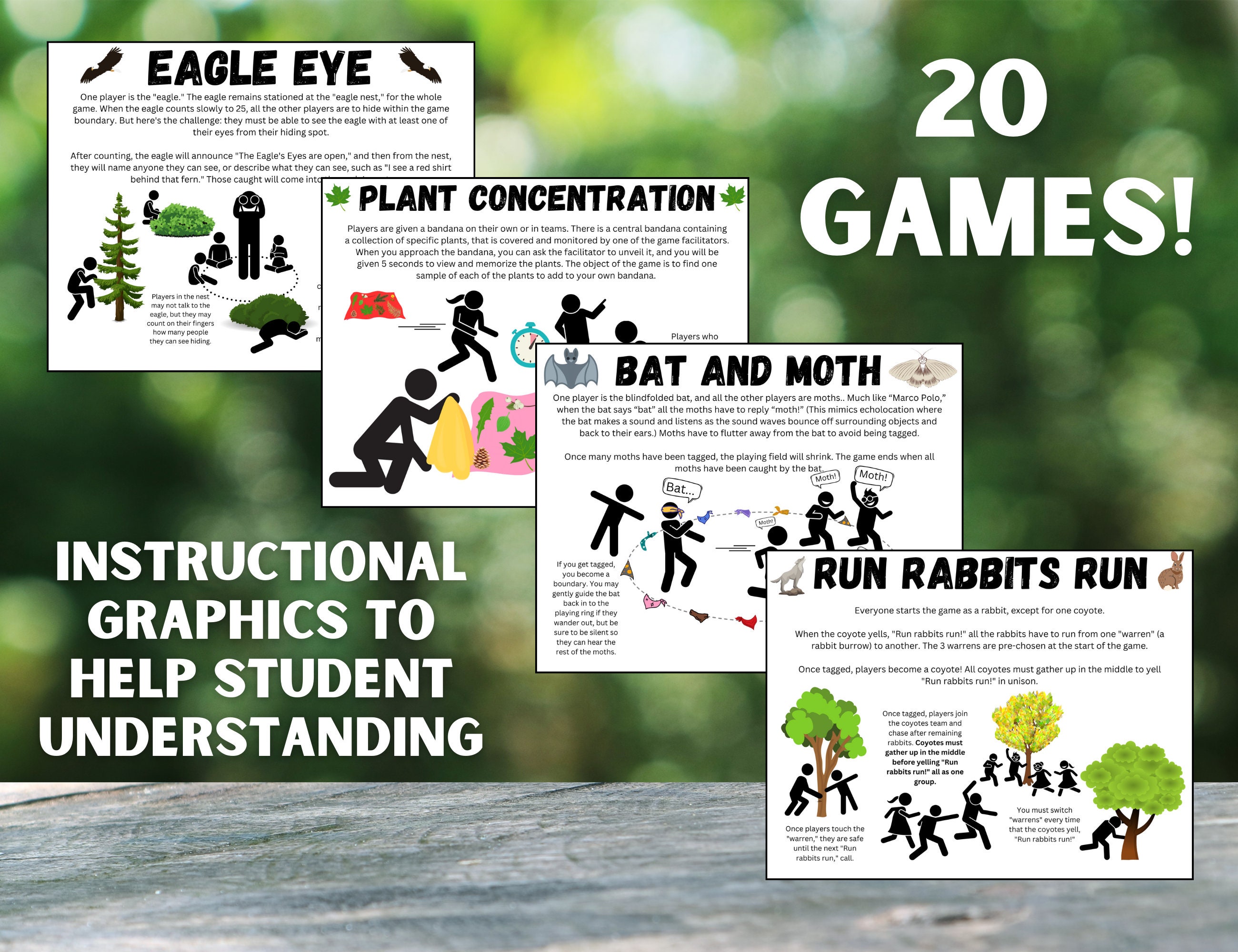 Outdoor Game Instruction Cards: Visual Aids for Summer Camp Counselors ...