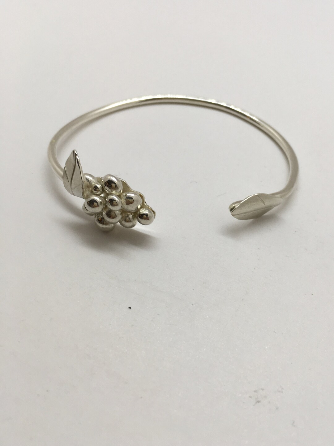 Sterling Silver Open Bangle Bracelet With Grapes - Etsy