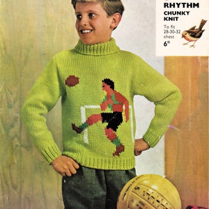 PDF Knitting Pattern Childs Vintage Football / Soccer Sweater Jumper 28 ...