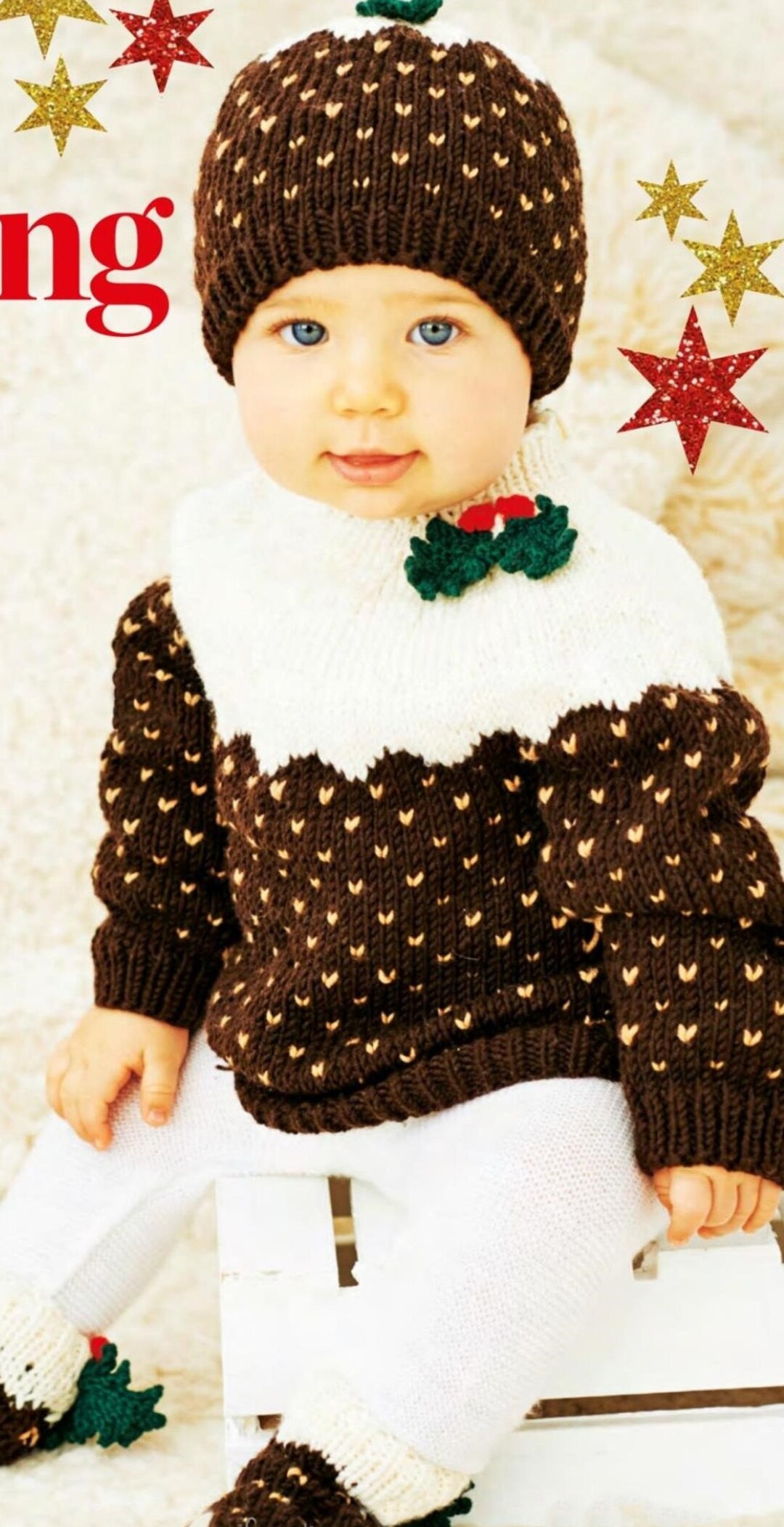 PDF Knitting Pattern Child's Christmas Pudding Jumper Hat & Socks 6mths ...
