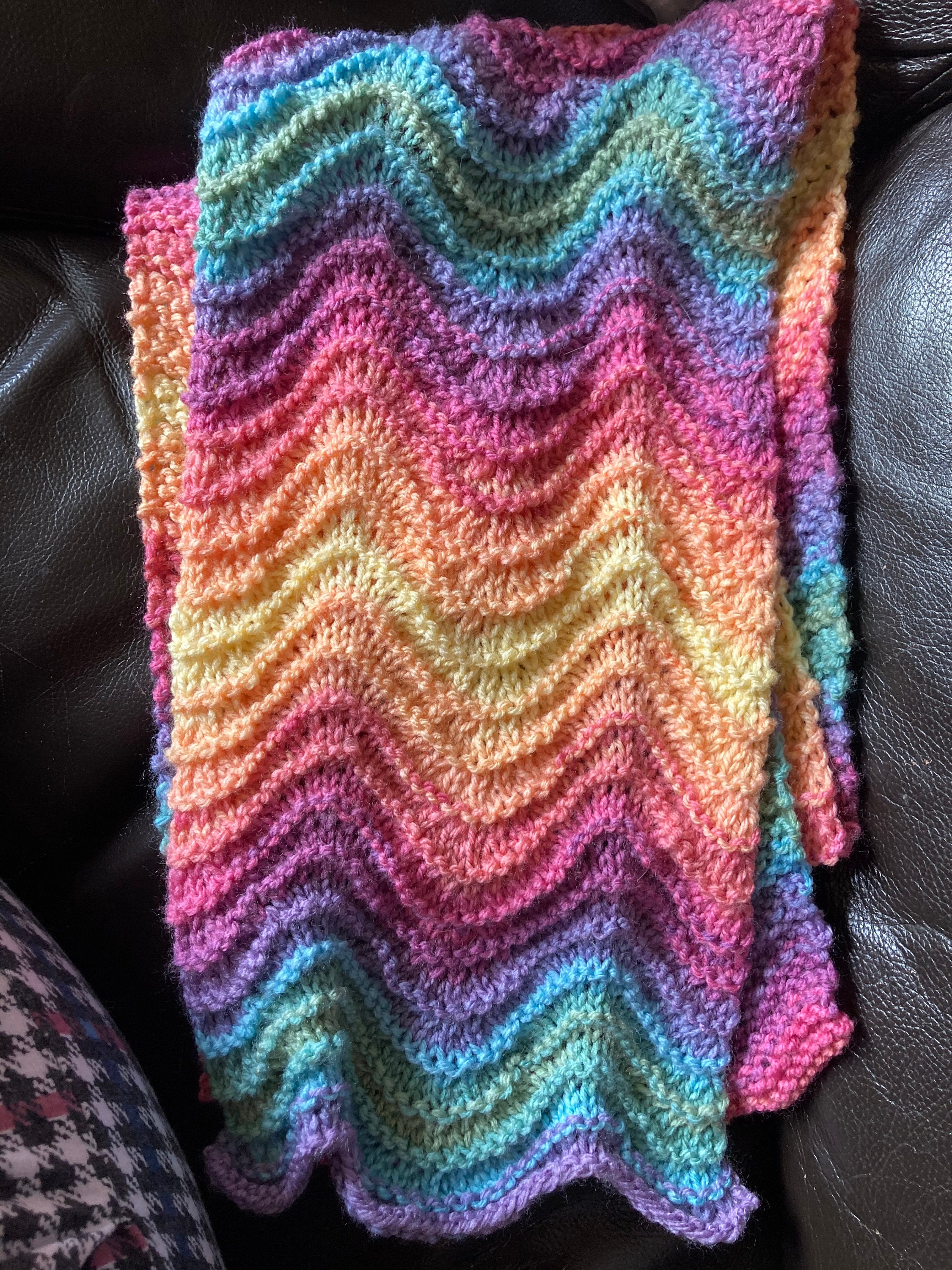 Rainbow Ripples Lightweight Wavy Scarf Or Wrap Knitting - Etsy