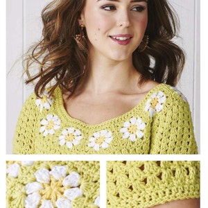 Patrón de ganchillo PDF Daisy Grandma Square camiseta top túnica verano ...