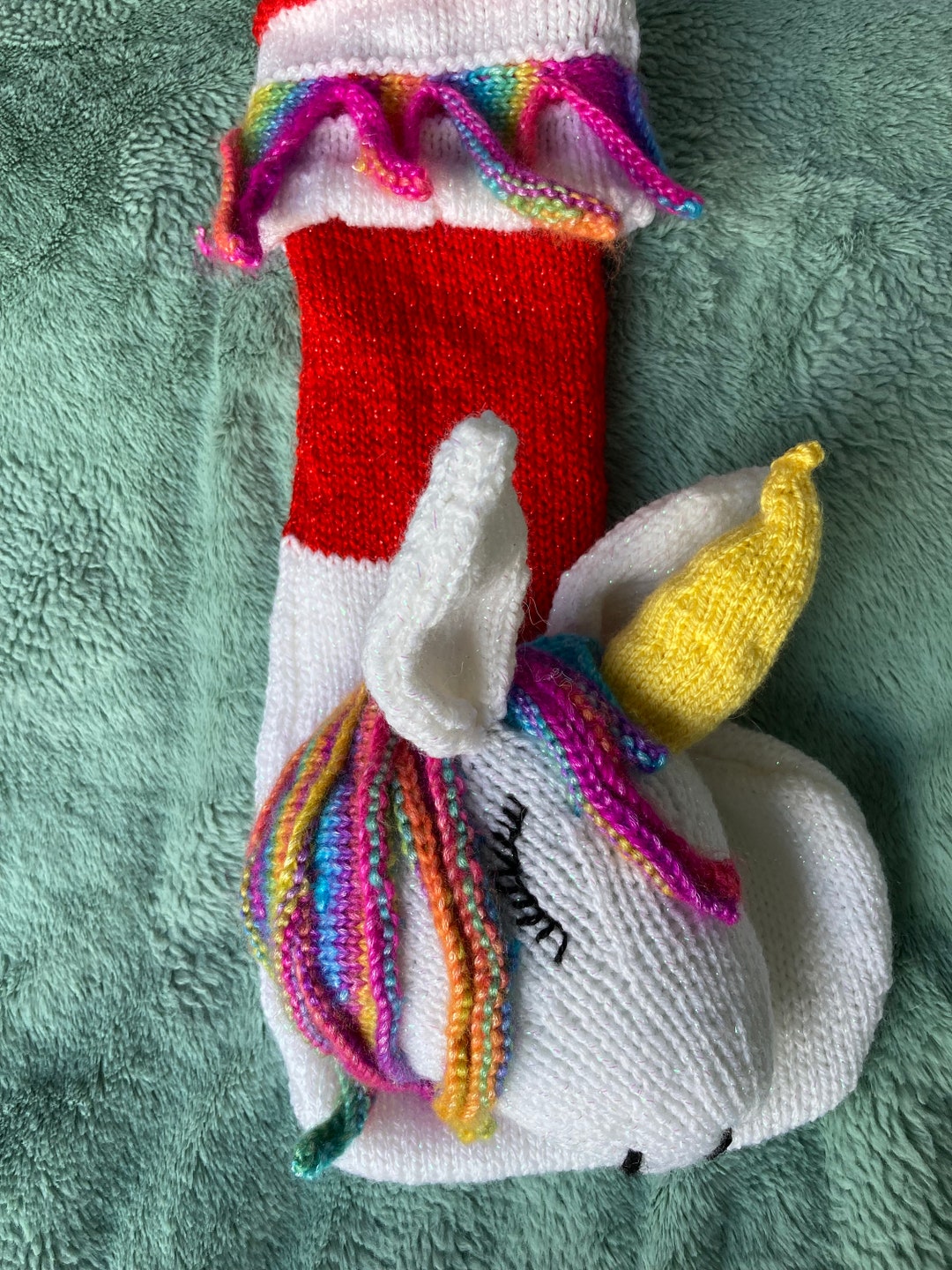 Cutest Kids / Child Christmas Stocking Sparkling Unicorn With Rainbow ...