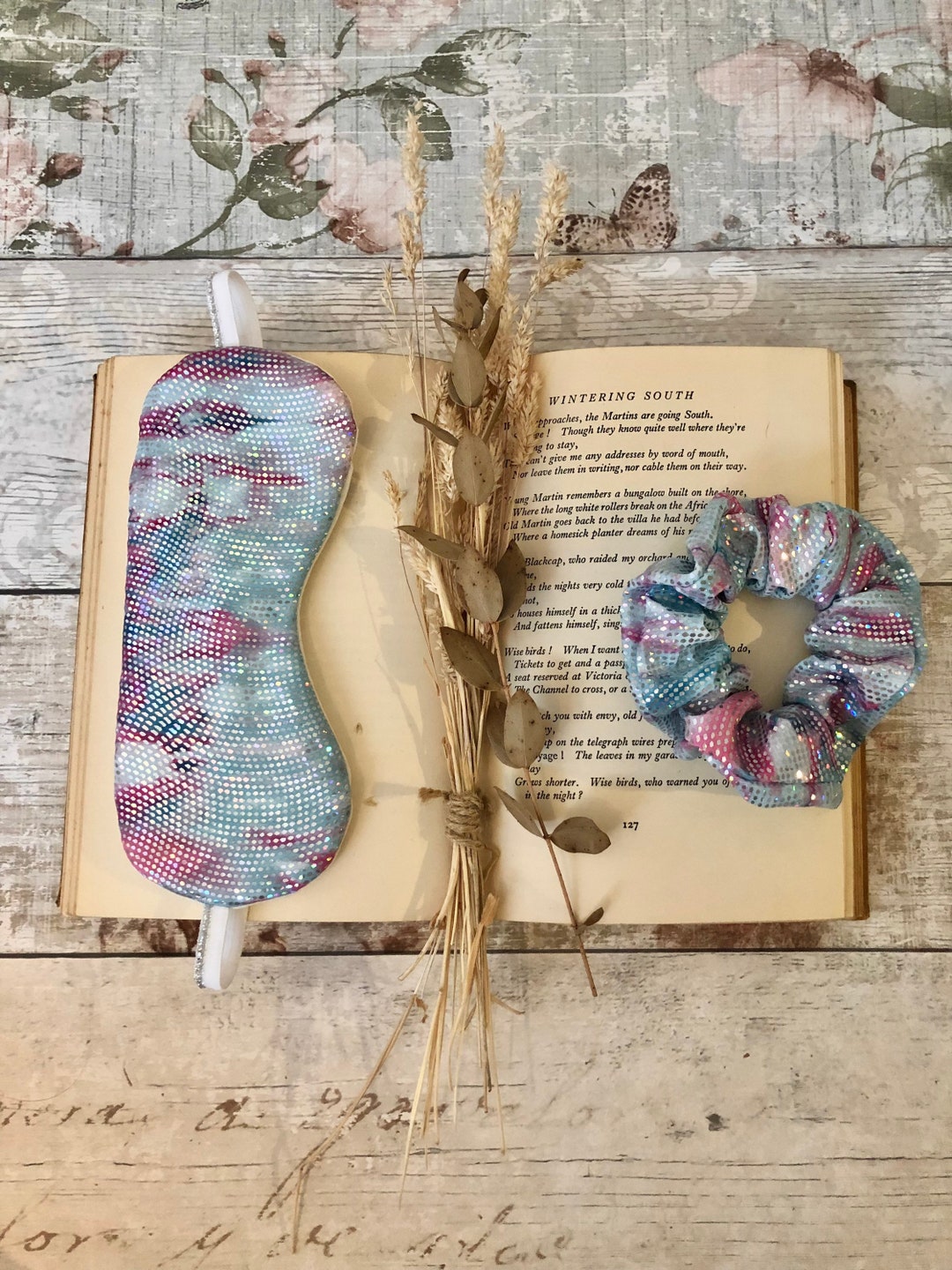 Blue Metallic Mermaid Gift Set Sleep Mask Scrunchie Mothers Day Gift ...