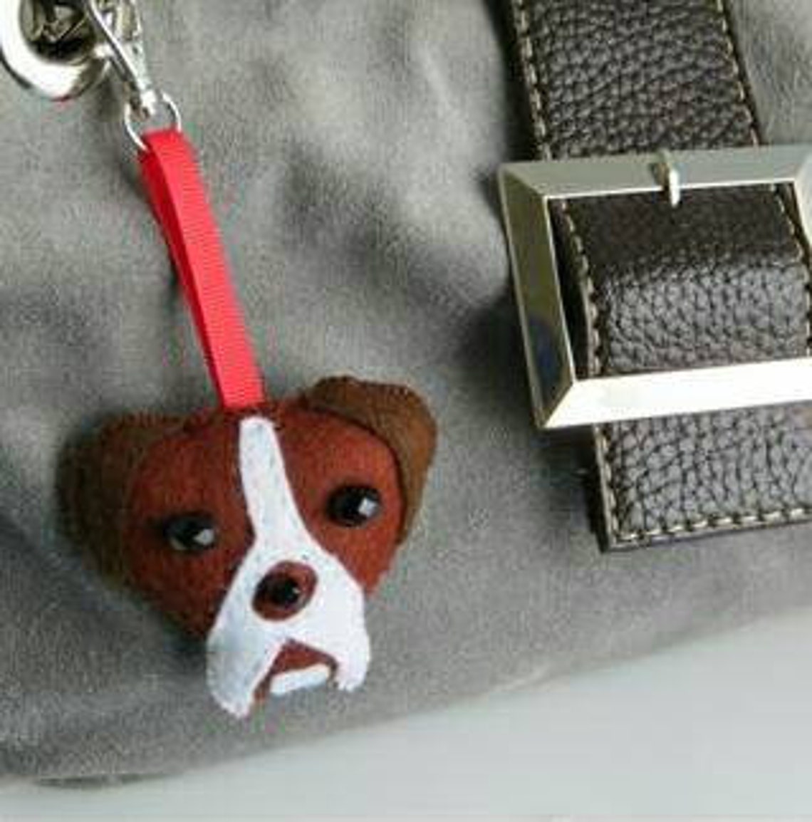 Boxer dog hand sewn felt bag charm | Etsy
