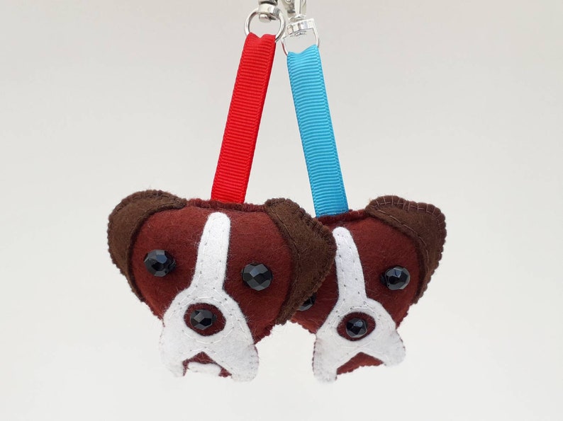 Boxer dog hand sewn felt bag charm | Etsy