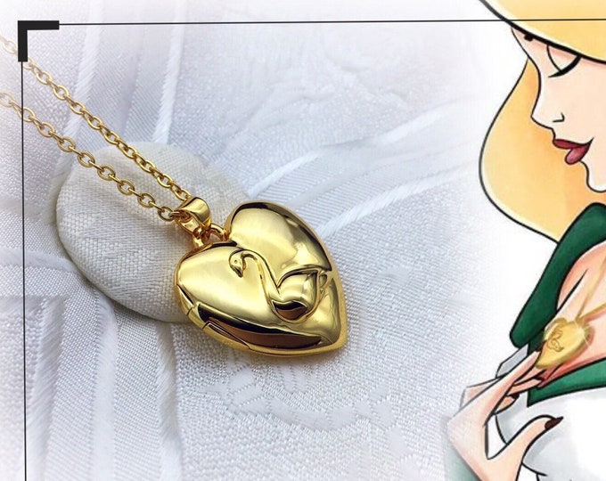 Swan Odette Heart Locket Necklace - Swan Lake Pendant - Etsy