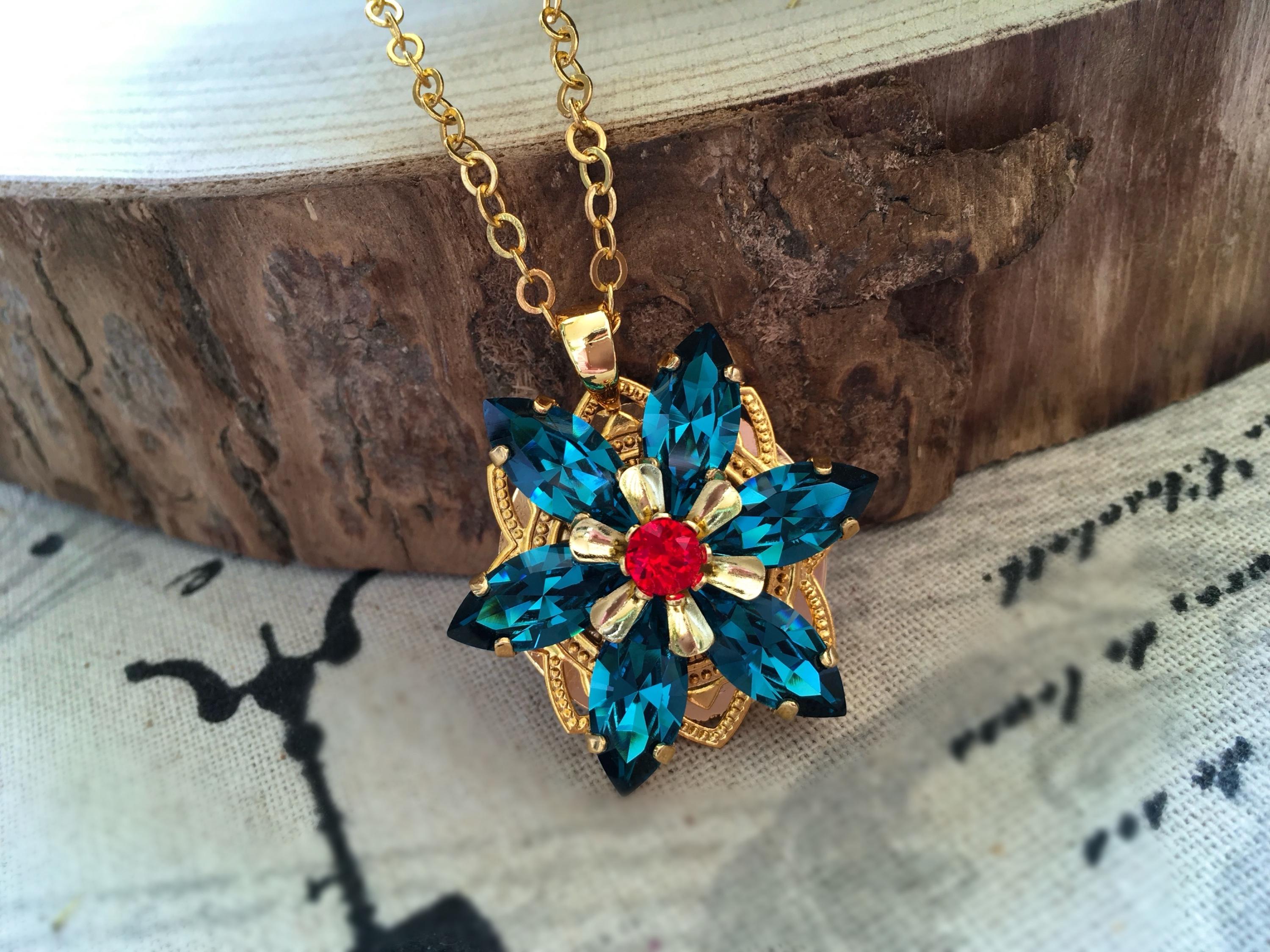 Anastasia Together in Paris Necklace With Indicolite Blue Crystals Etsy