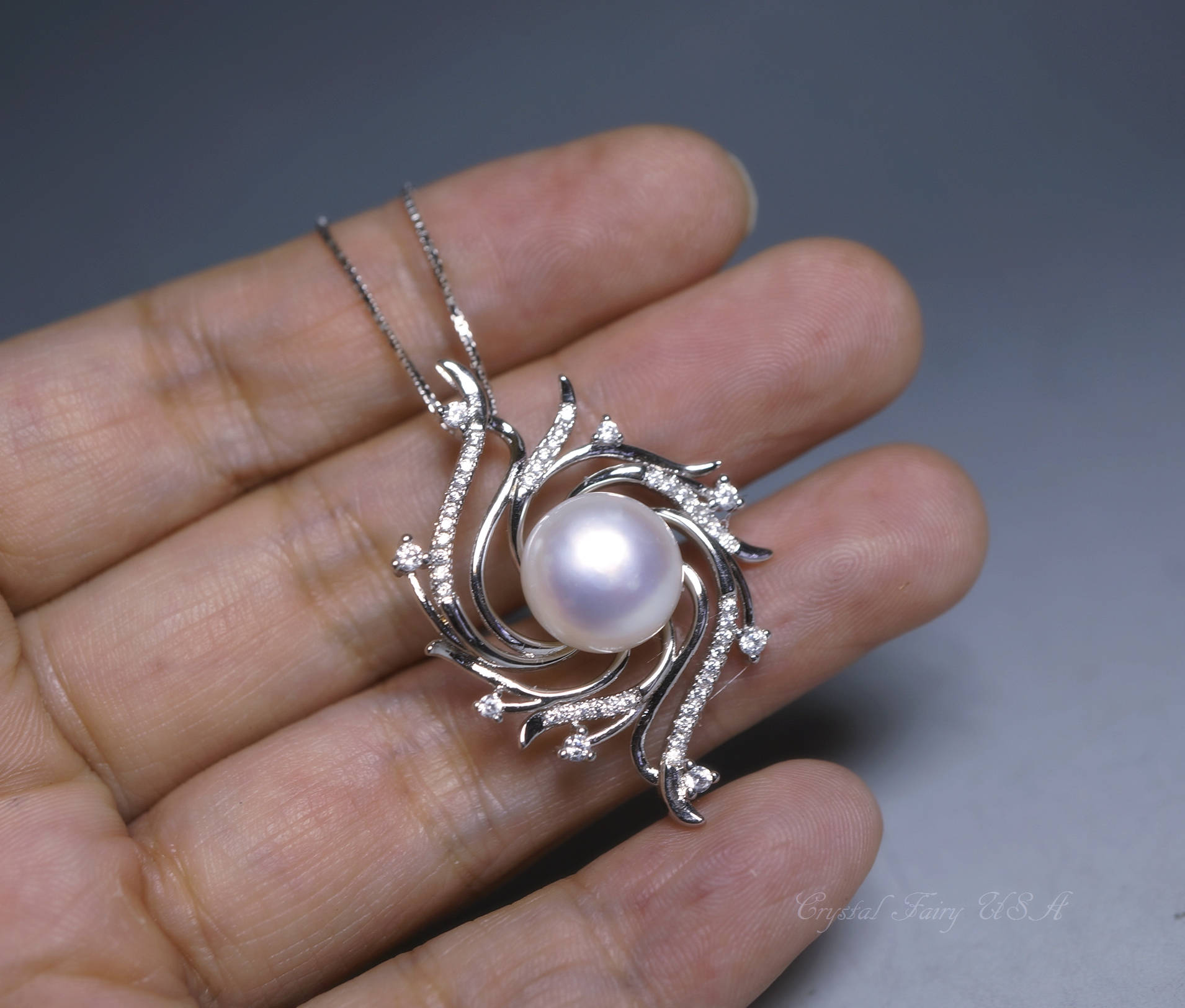 Large Freshwater Pearl Necklace Full Sterling Silver High - Etsy