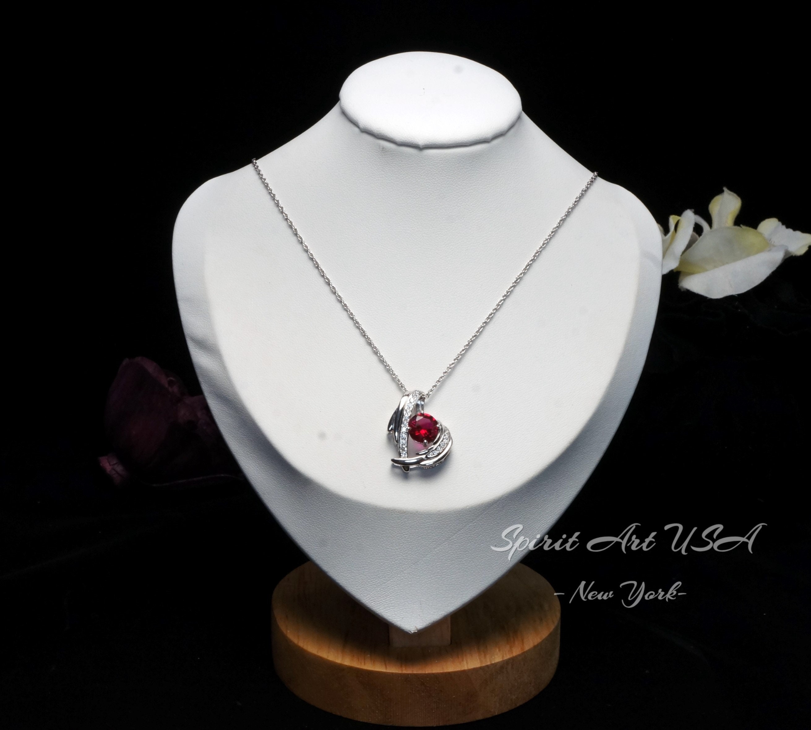 Protective Angel Wing Ruby Necklace Full Sterling Silver | Etsy