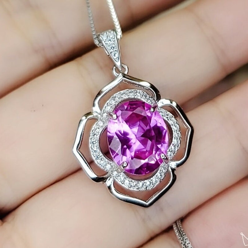 Pink and Silver Necklace - Etsy