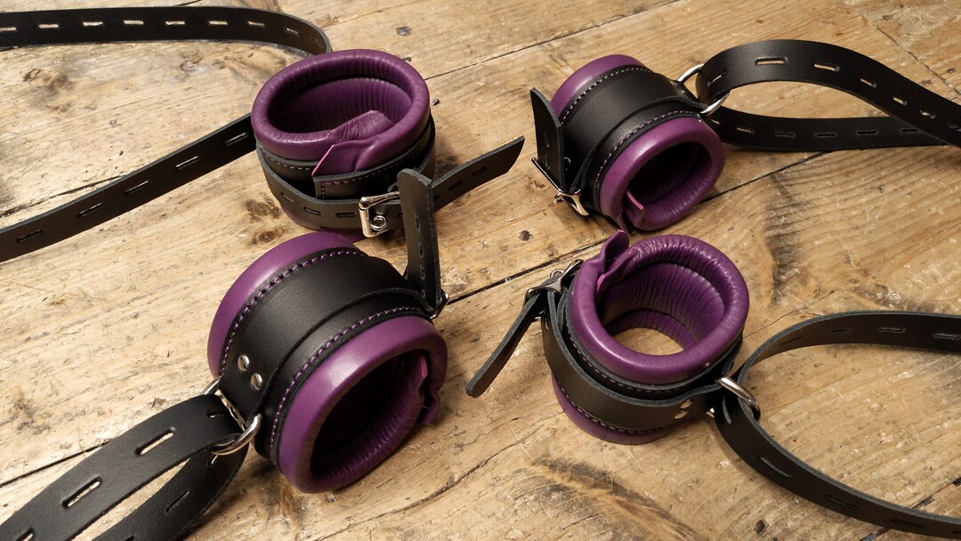 Bondage Cuffs With Belts Bed Restraints Real Leather Dark - Etsy