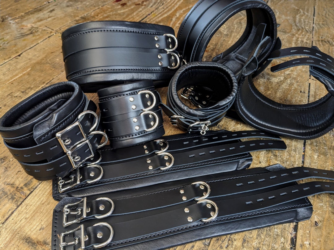Wide Bondage Restraints Wrist, Ankle, Thigh and Bicep Cuffs Super Heavy ...