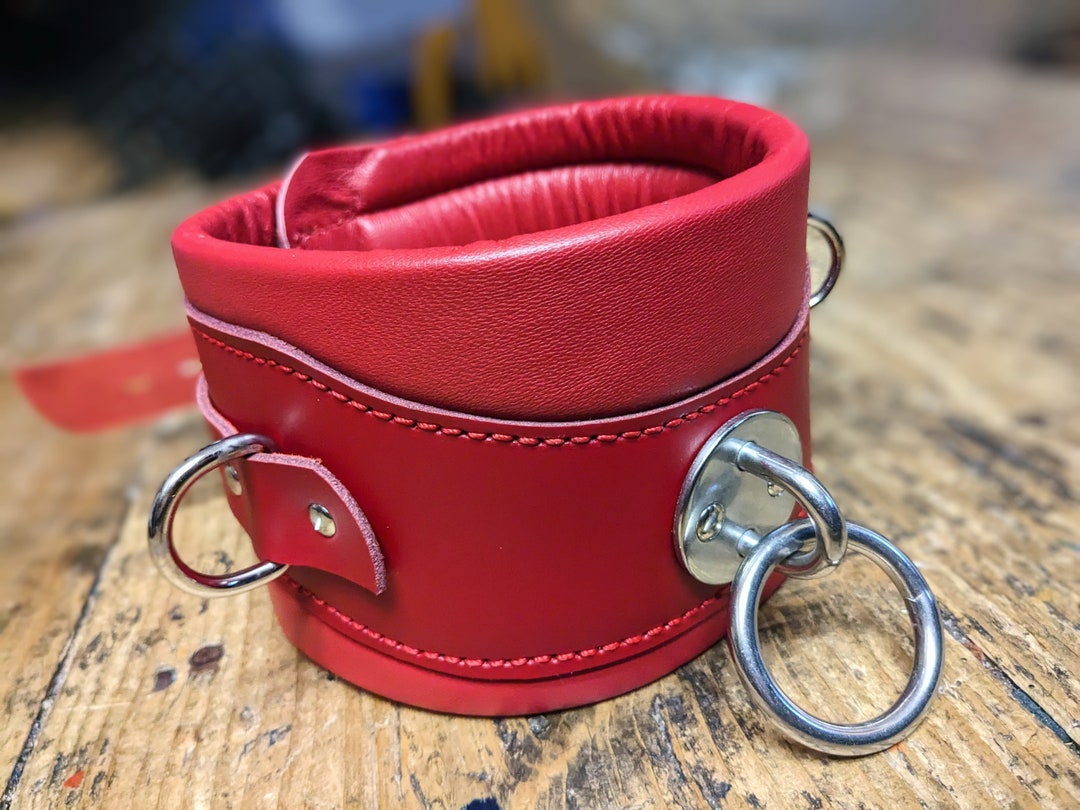 Bondage Wide Collar / Posture Collar Heavy Padded Real Leather Red - Etsy