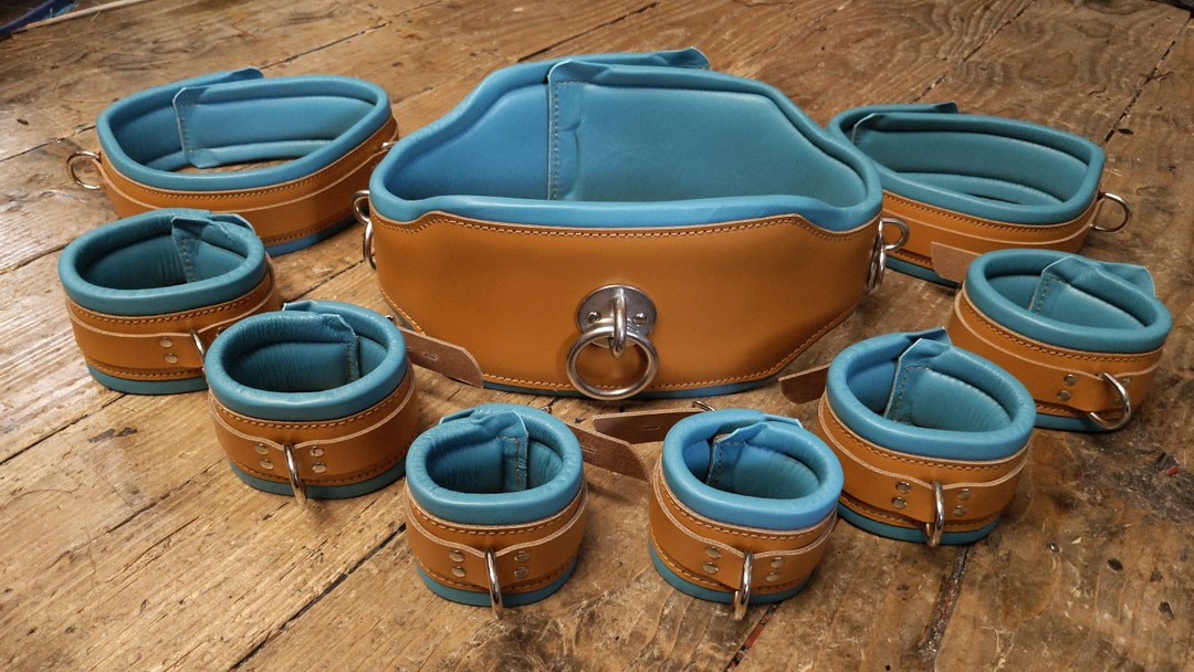 Bondage Belt Leather Restraint Belt and Cuffs Set. Waist, Thigh, Bicep ...