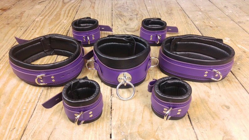 Purple Bdsm Bondage Cuffs Restraints Real Leather Bdsm Heavy | Etsy