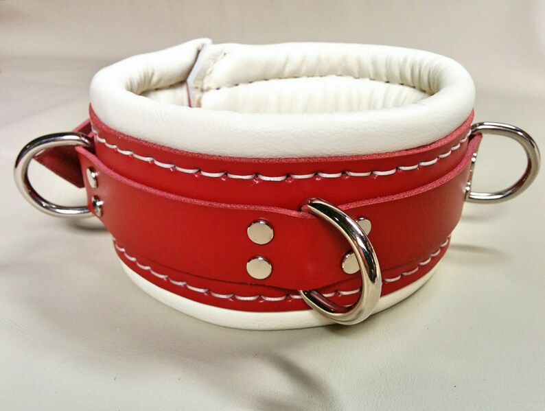 Heavy Bondage Restraint Collar Real Leather Red and Cream - Etsy