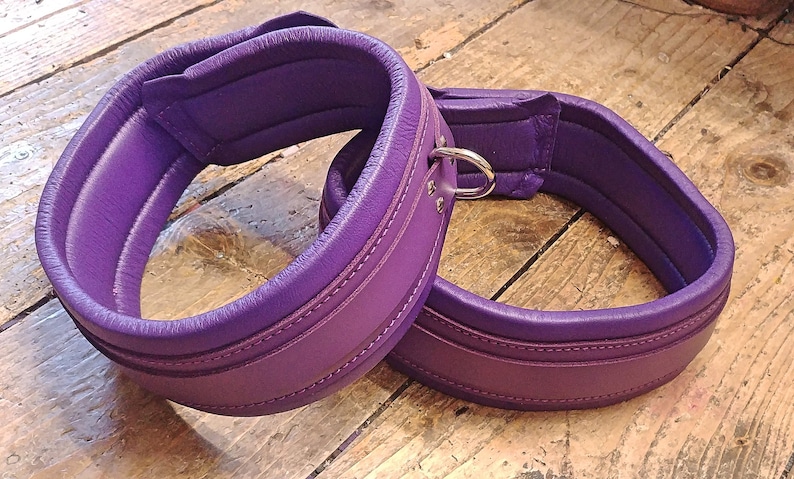 Thigh Cuffs Bondage Restraints Real Leather Heavy Padded Purple or ANY ...