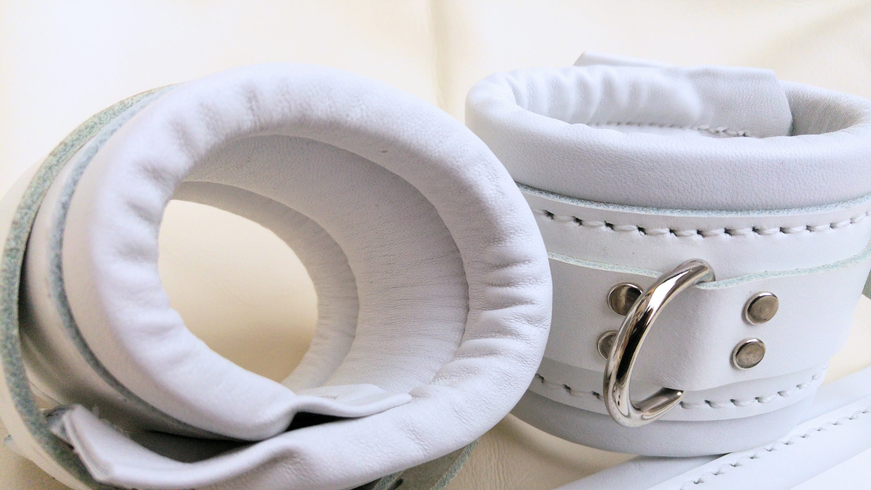 White Bondage Cuffs Restraints BDSM Real Leather Heavy Padded - Etsy ...