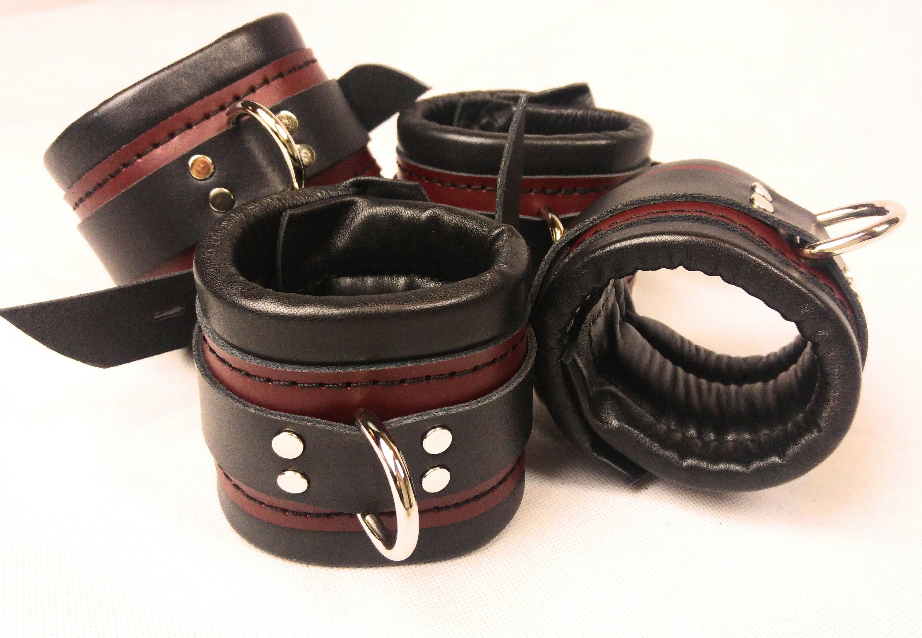 Bondage Cuffs with Belts Bed Restraints Real Leather Red and | Etsy