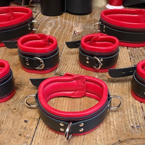Red and Black Bondage Cuffs Restraints, Wrist, Ankle and Thigh Cuffs ...