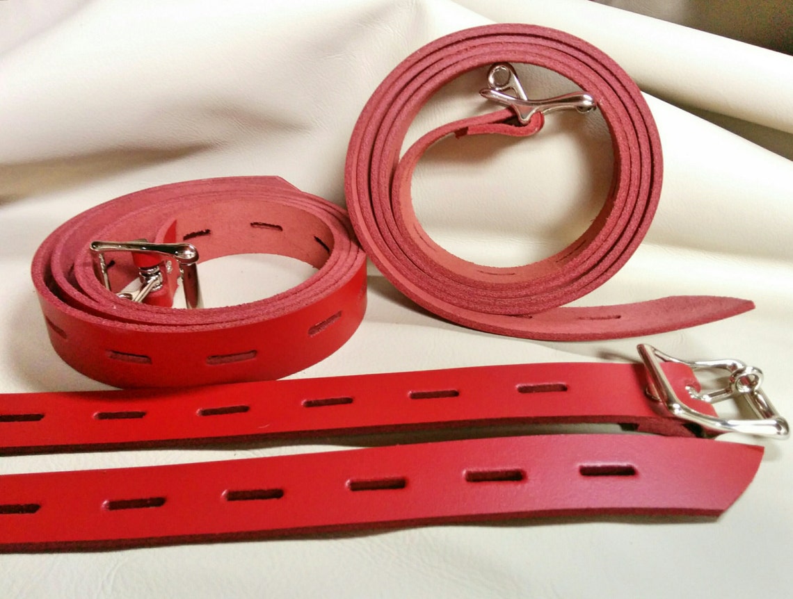 Red and White Bondage Cuffs Restraints BDSM Real Leather Heavy | Etsy