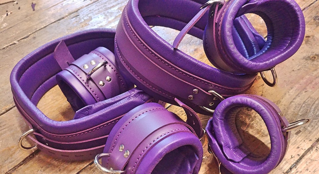 Purple Bondage Cuffs Restraints, Wrist, Ankle and Thigh Cuffs Padded ...
