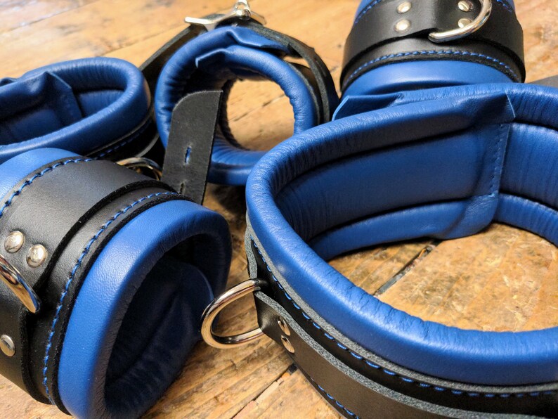 Black and Blue Heavy Padded Bondage Restraints Wrist Ankle - Etsy