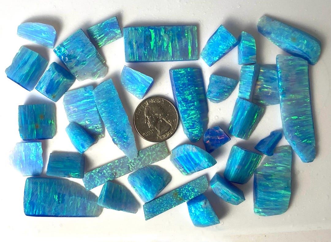 Lab Created Opal/ Synthetic Blue Opal Rough for Inlay or Cutting 70 ...