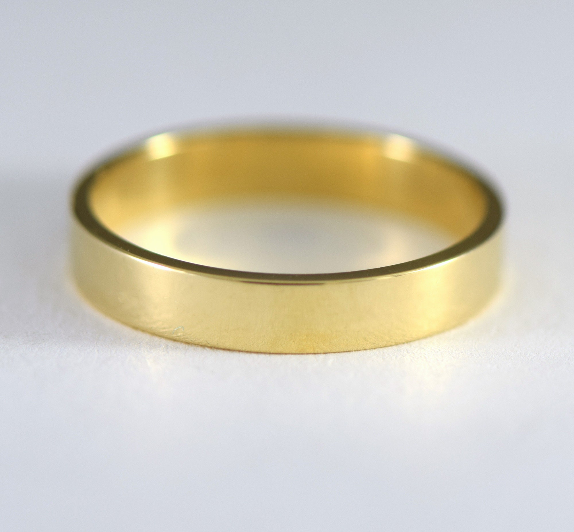 14k Yellow Solid Gold Band 4mm Wide Size 11 | Etsy