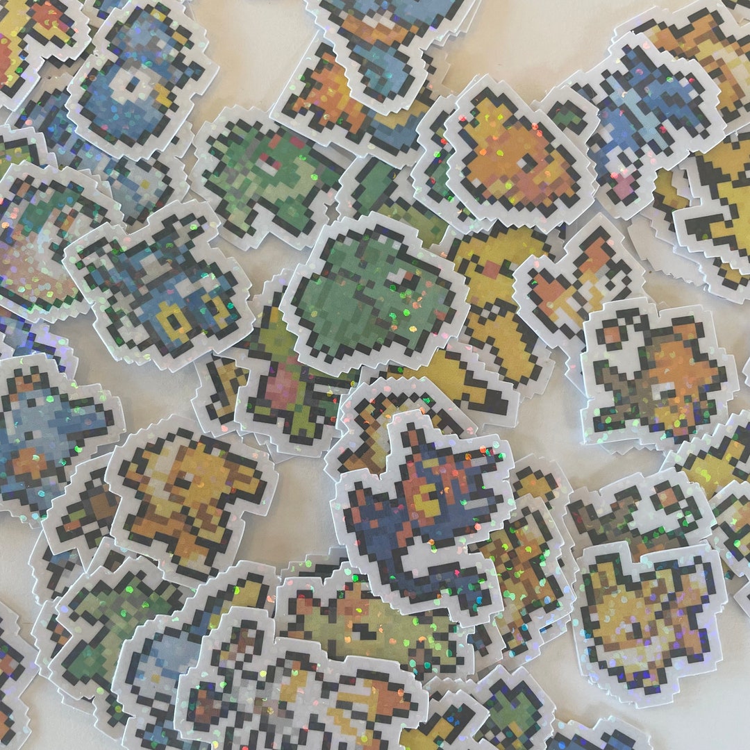 Mini Pokédex Styled Pokémon Pixels Holo Stickers Featuring Generation ...