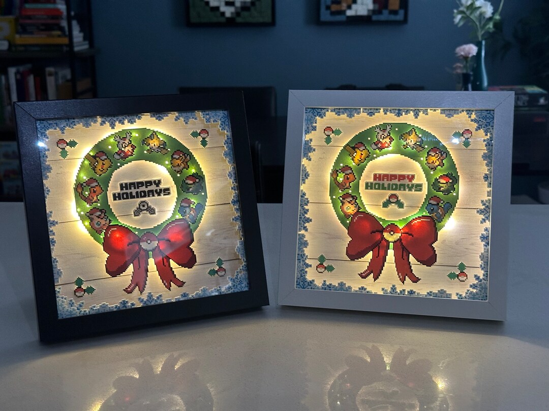 Pokemon Pixel Holiday Wreath Shadowbox Art - Etsy