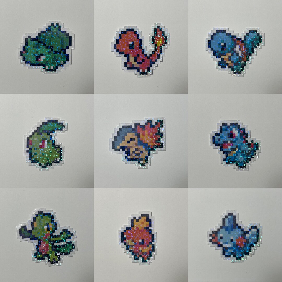 Large Pokédex Styled Pokémon Pixels Holo Stickers - Etsy