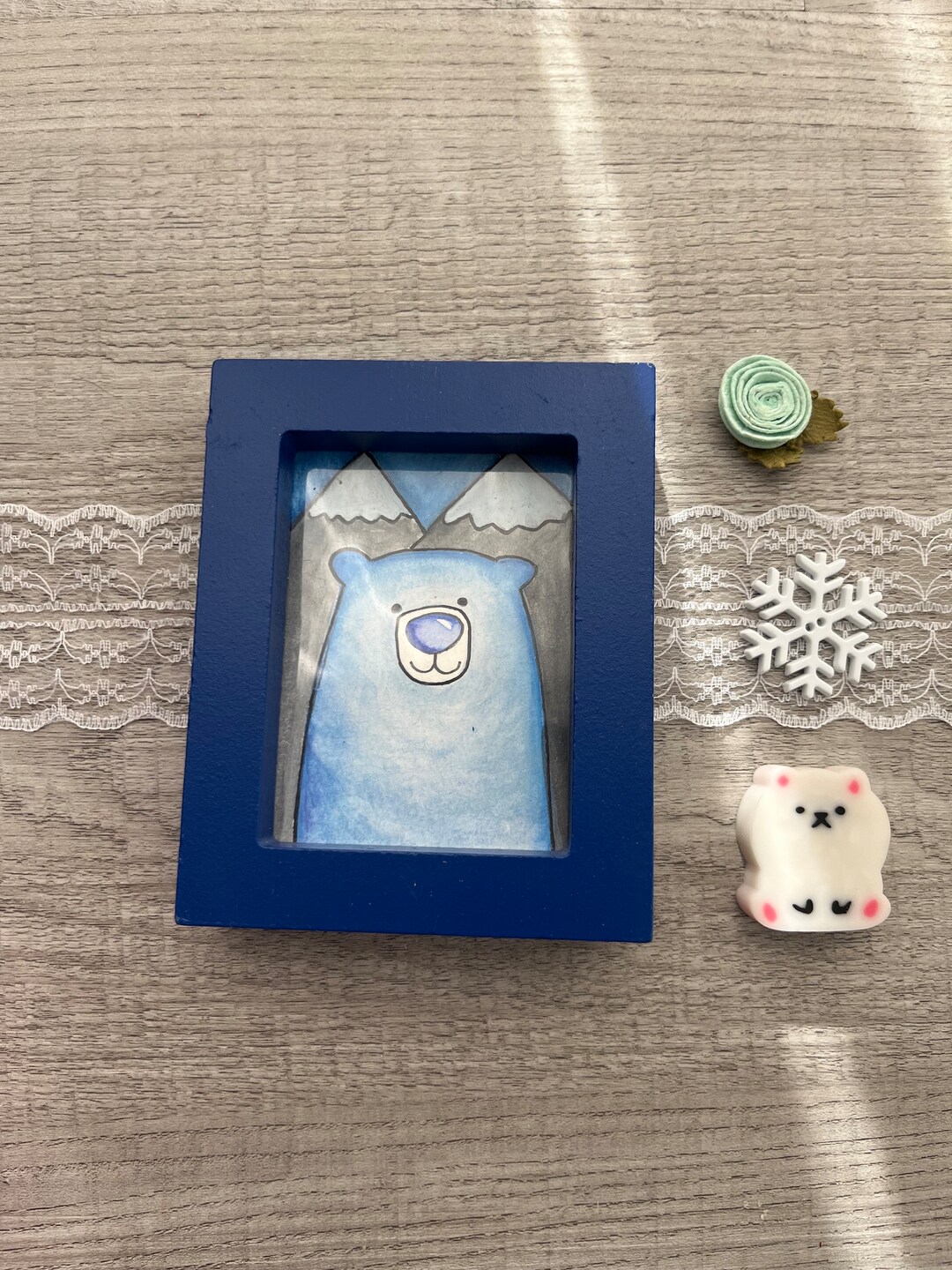 Bear Painting With Frame - Miniature Art - Cute Watercolor Painting ...