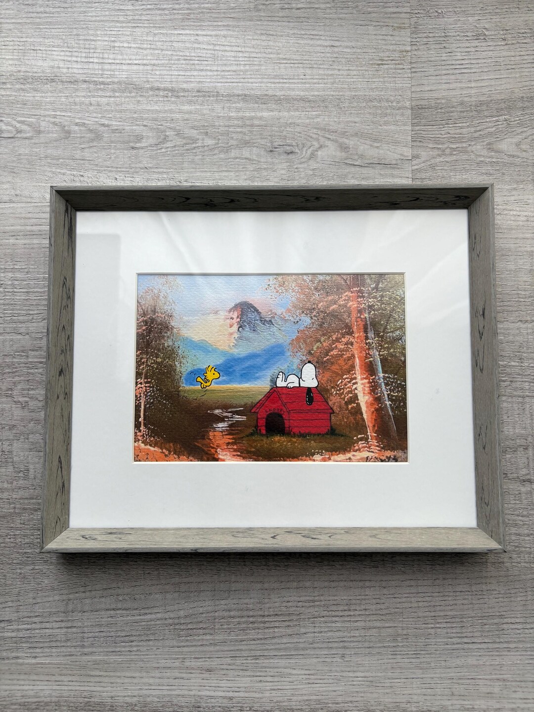 Snoopy and Woodstock Painting, Landscape Painting, Upcycled Art, Dog ...