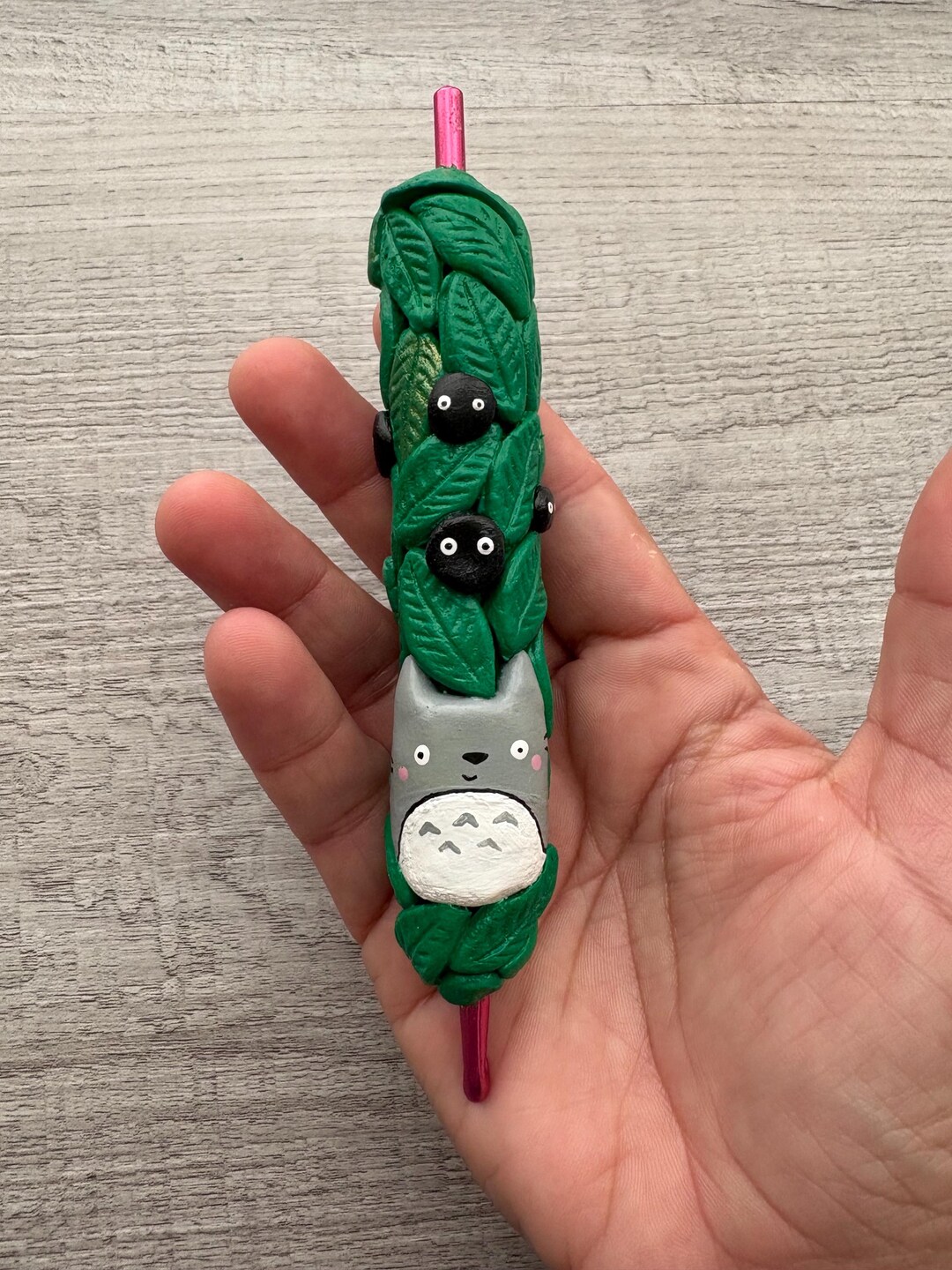 Totoro and Soot Sprite Handmade Sculpted and Hand Painted Crochet Hook ...