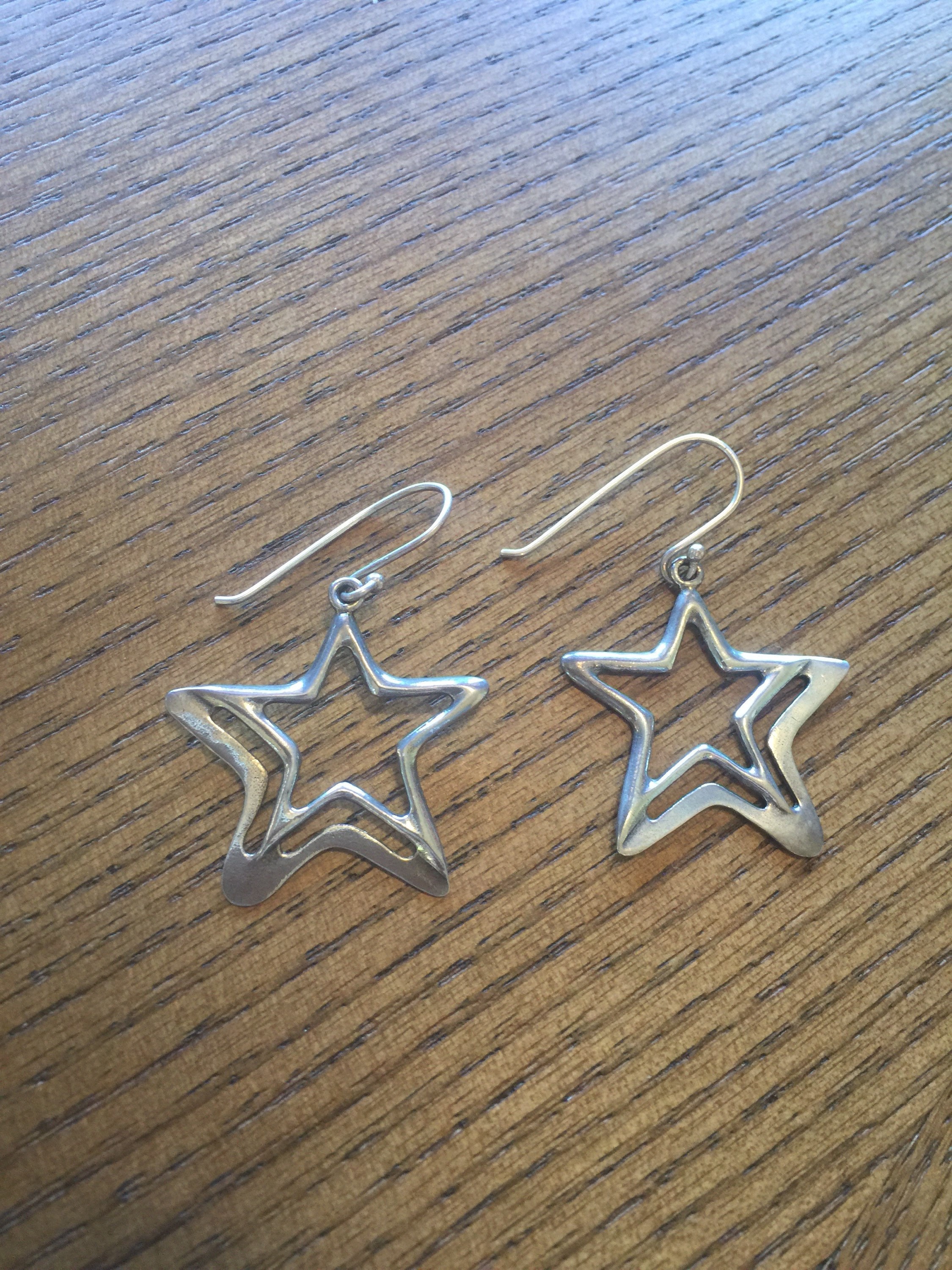 Sterling Silver Open Cut Out Star Earrings - 925 - Etsy