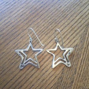 Sterling Silver Open Cut Out Star Earrings - 925 - Etsy