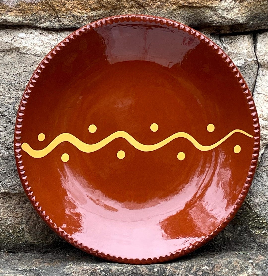 Well 9 Inch Slipware Deep Dish Pennsylvania German Redware Pottery ...