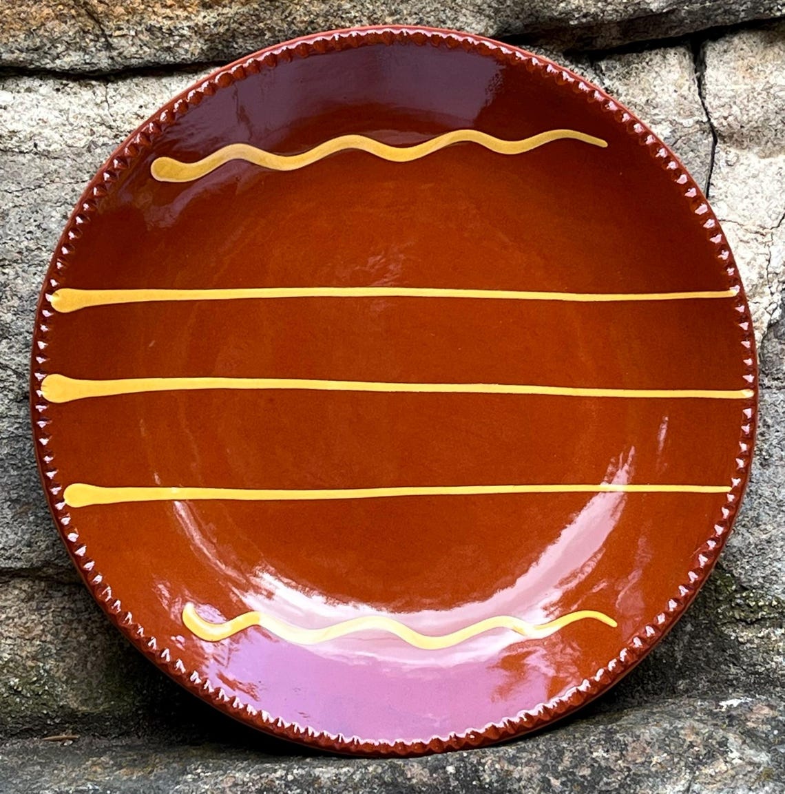 Handmade Pennsylvania German Redware Plate – Folk Art Slipware Deep ...