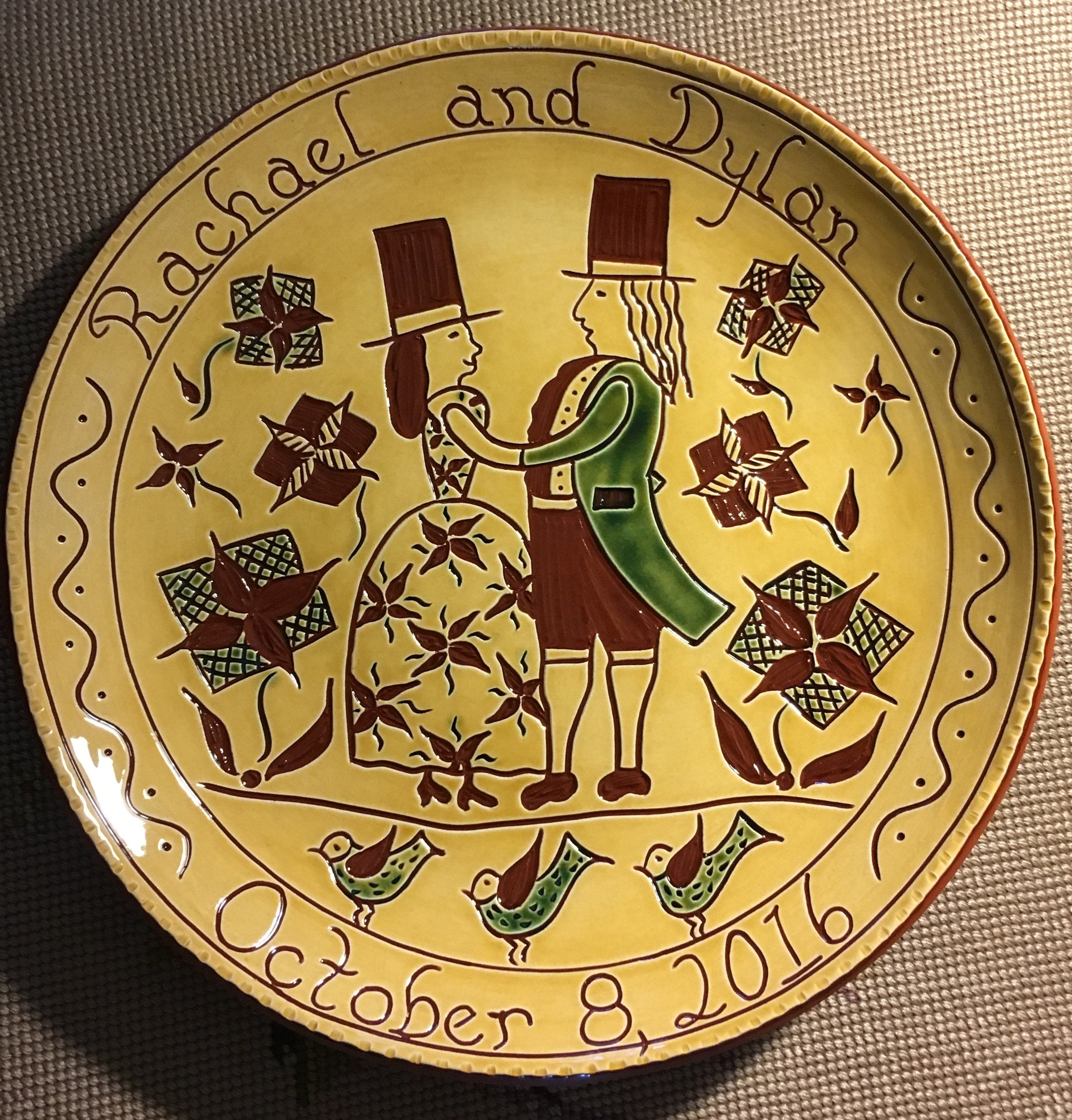 Custom Redware Wedding/anniversary Couple Plate - Will Be Completed ...