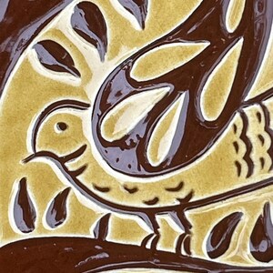 Cute Little Love Birds in a Tree - 7 Inch Redware Plate - Pennsylvania ...