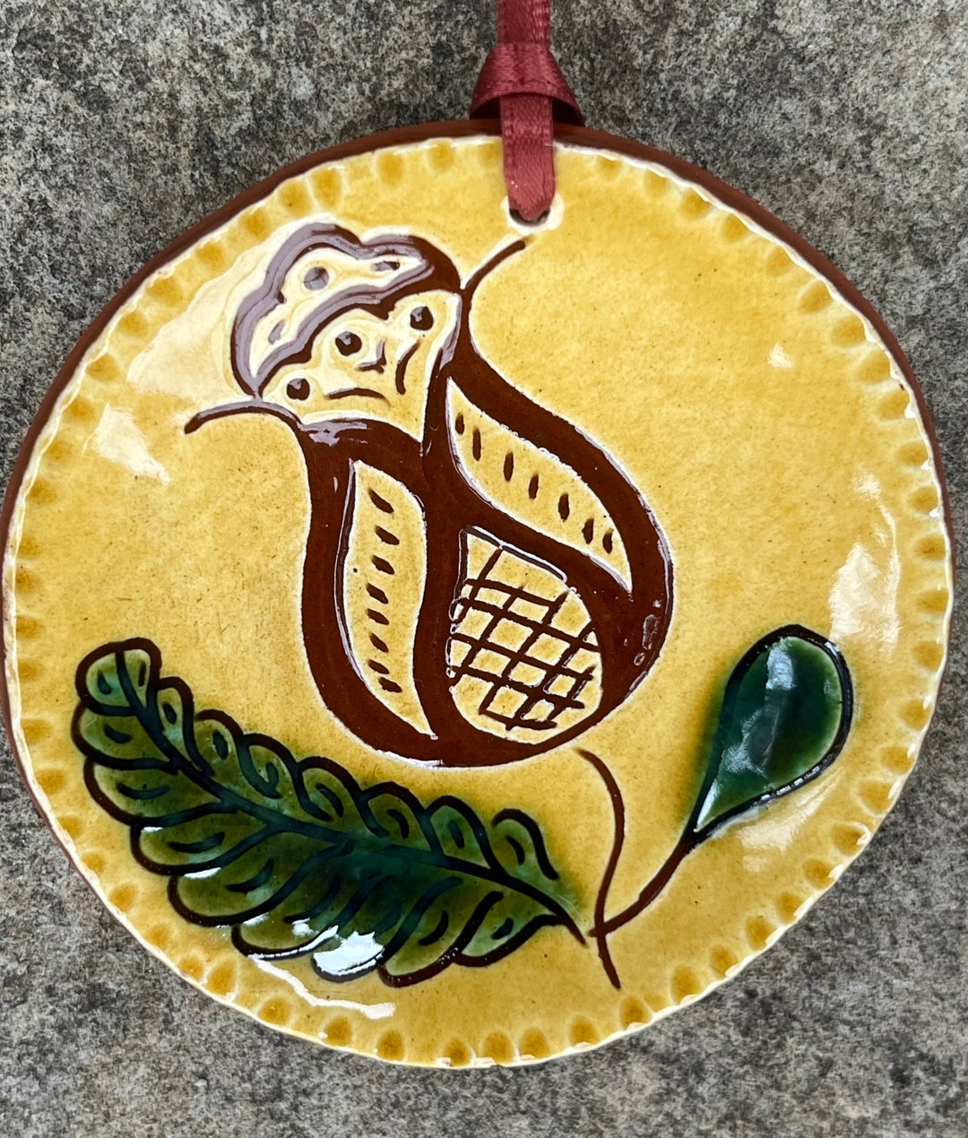 Skinny Tulip With Green Leaves - Round Ornament - Pennsylvania German ...