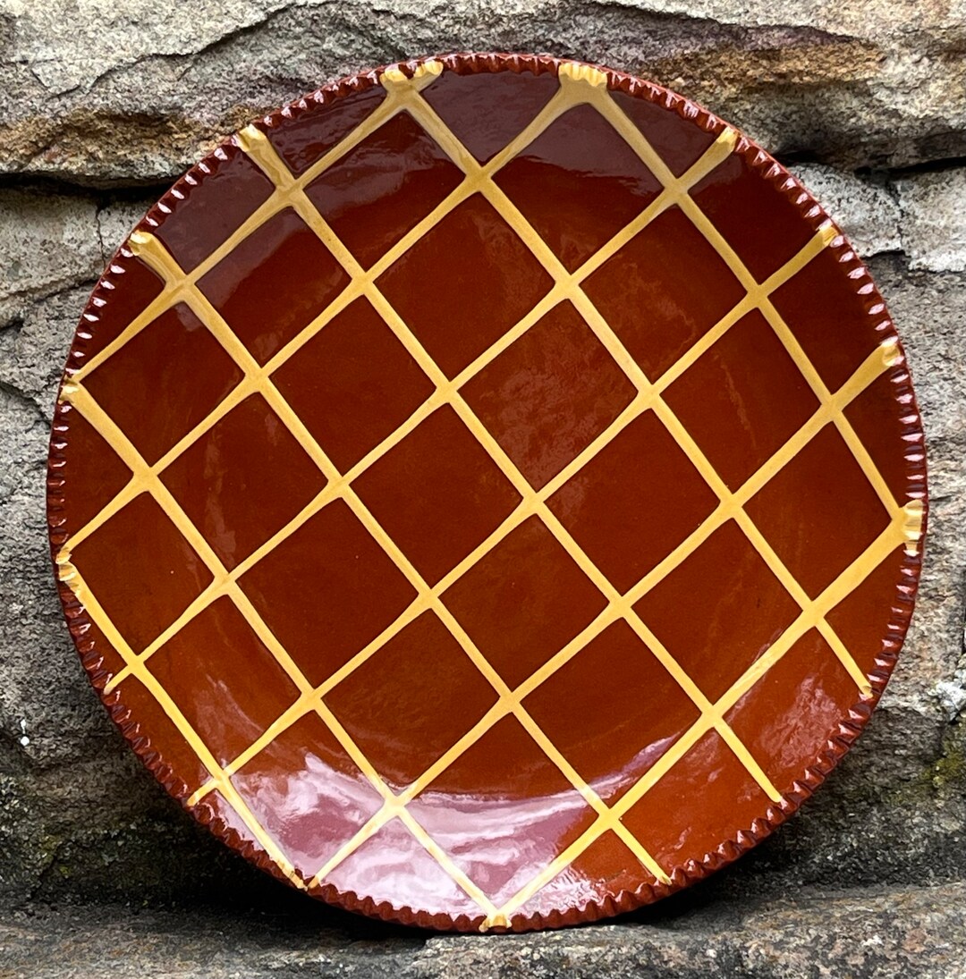 More Plaid on a 10 Inch Slipware Dish! - Pennsylvania German Redware ...