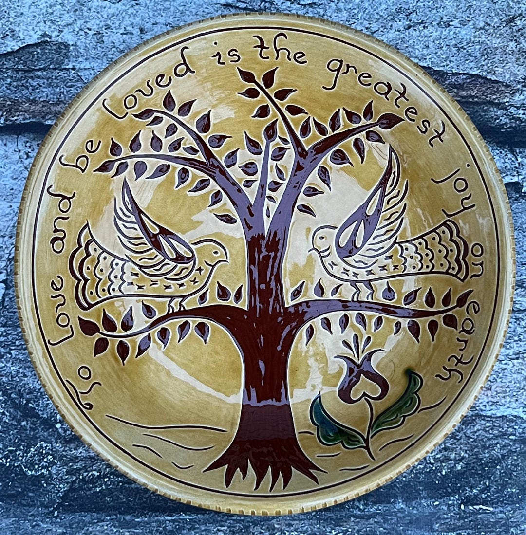 Love Birds in a Tree - Redware Sgraffito Pottery Bowl - SG1446 - Etsy