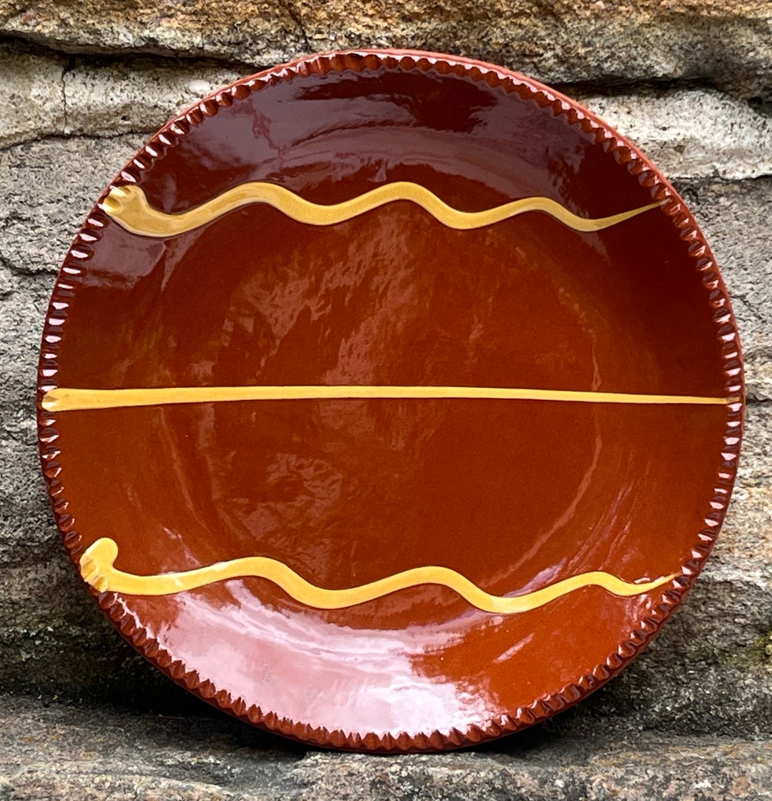 Just a 9 Inch Slipware Plate Deep Redware Dish Pennsylvania German ...