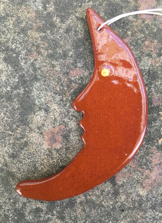 Moon Ornament Redware Folk Art Pottery | Etsy